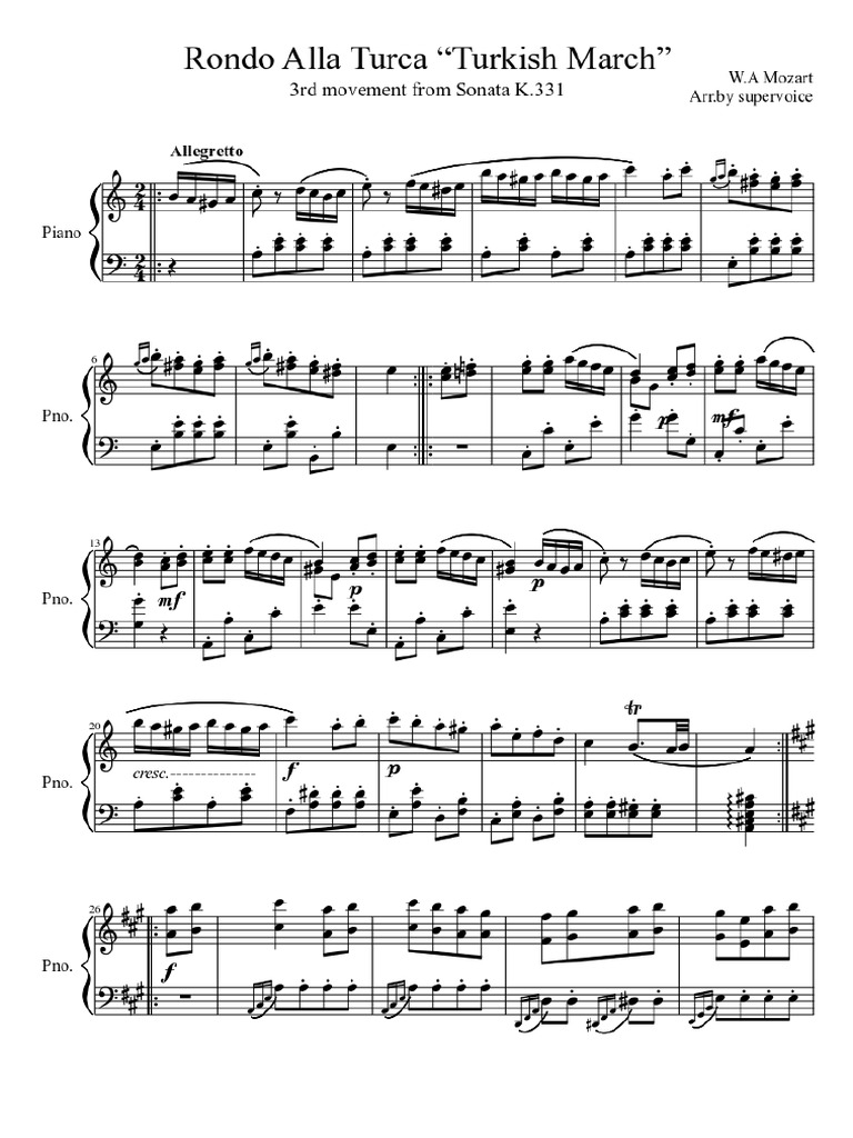 Rondo Alla Turca "Turkish March" | PDF