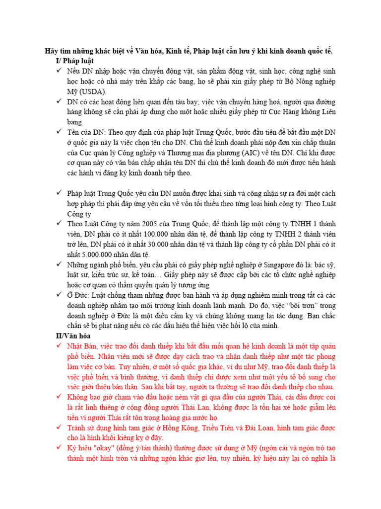 Khác Biệt Cần Lưu ý Trong KDQT | PDF