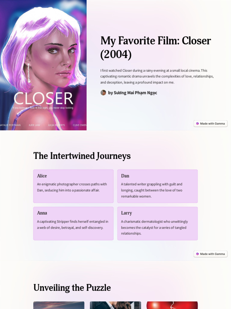 Closer (2004): A Deep Dive into Love | PDF | Art | Poetry