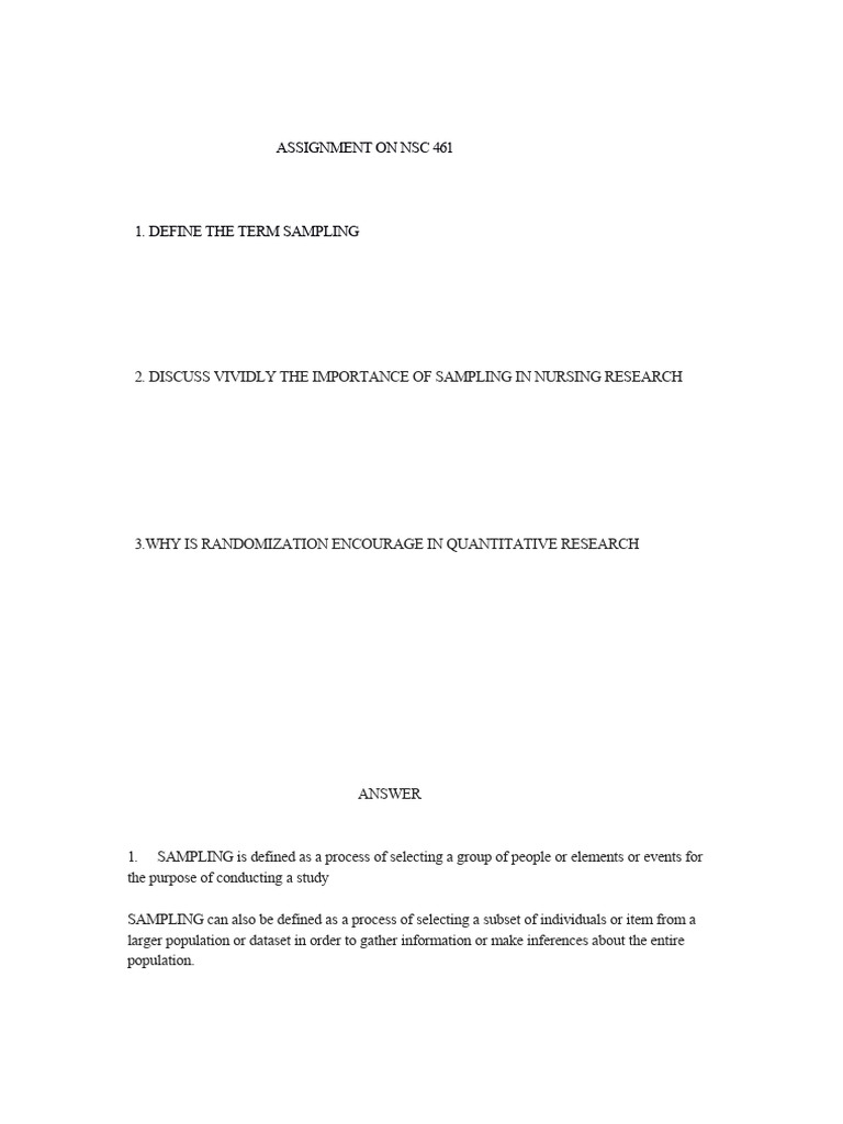 Research Assignment | PDF | Sampling (Statistics) | Statistics