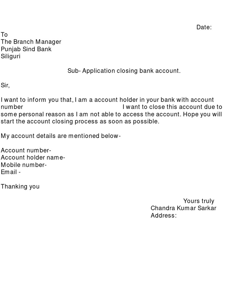 Account Closure Application | PDF