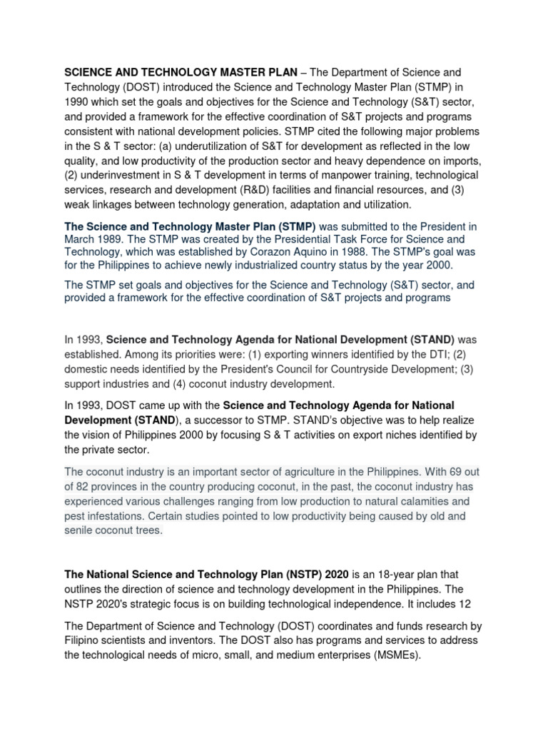 Science and Technology Master Plan | PDF | Science | Philippines