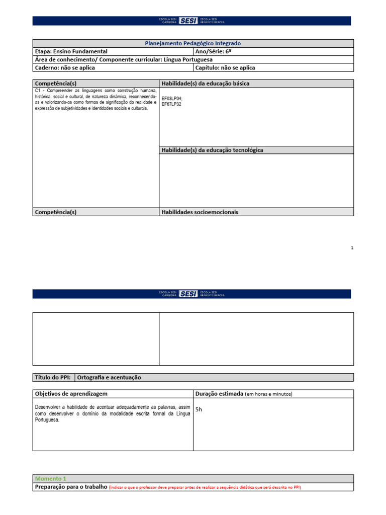 Ppi - 12 A 16-02 - Língua Portuguesa - 6 Ano | PDF