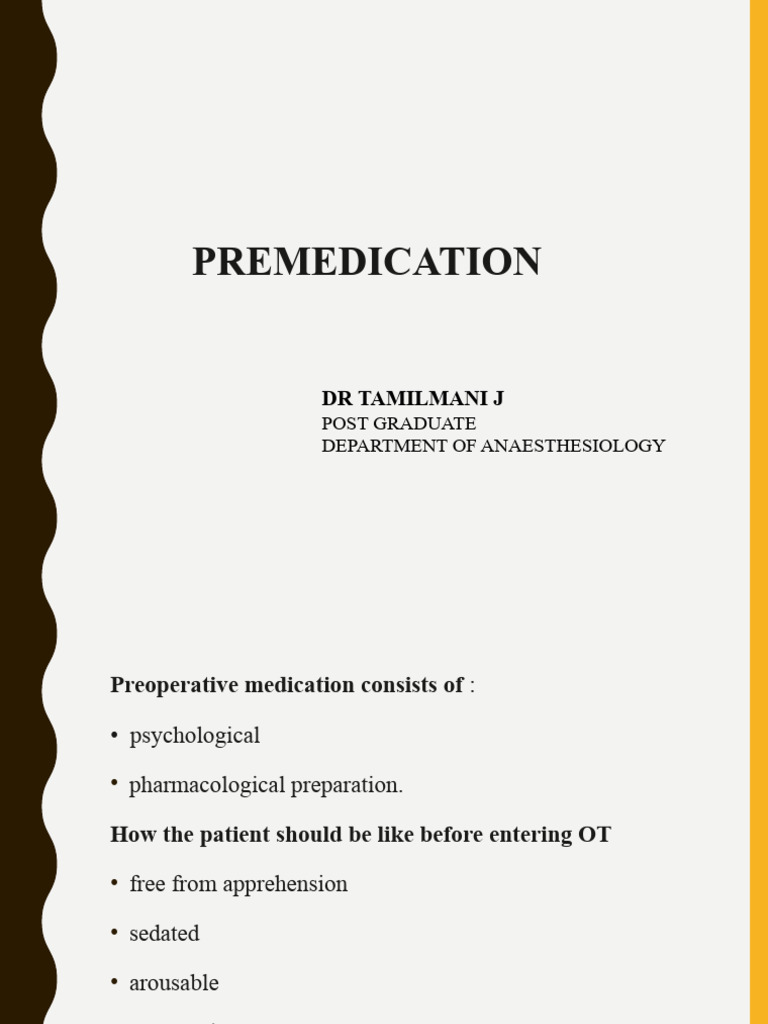 Pre Medications | PDF | Clinical Medicine | Medical Specialties