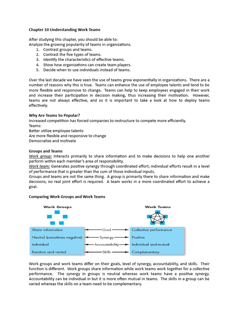 Chapter 10 Understanding Work Teams HBO | PDF | Organizational Behavior ...