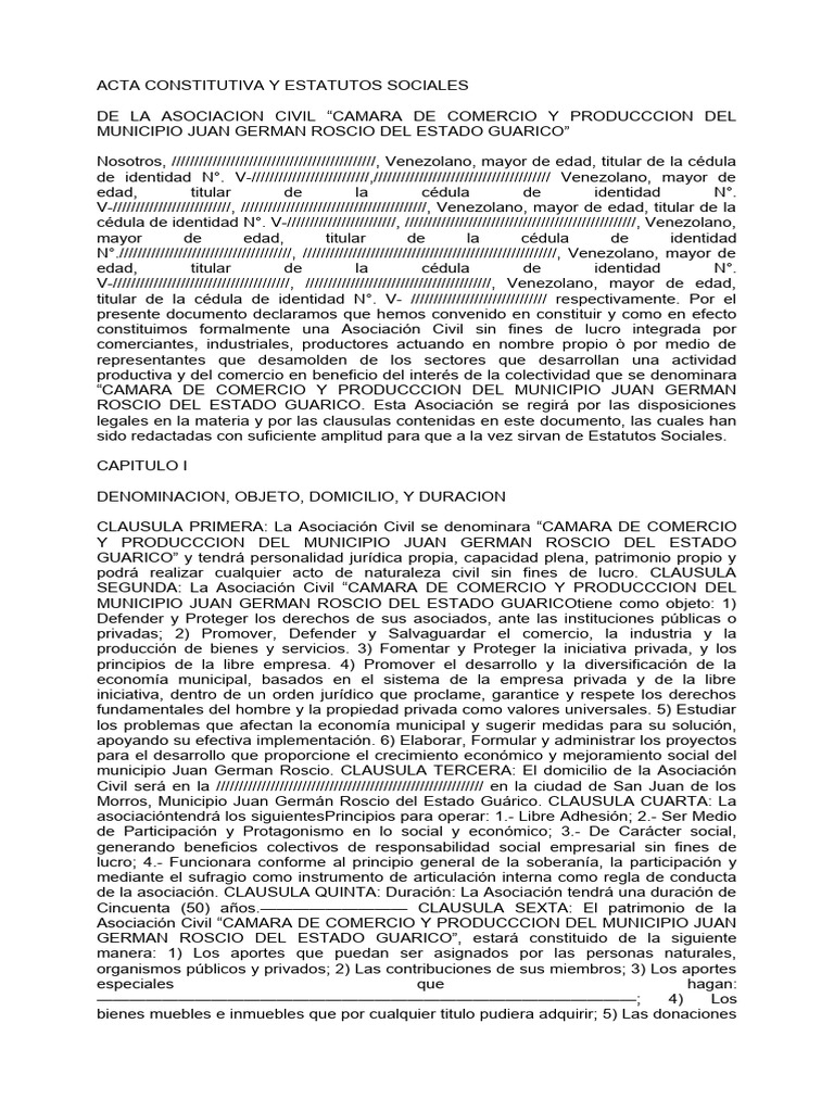 Modelo Estatutos Camara de Comercio | PDF | Estado (política) | Regulación