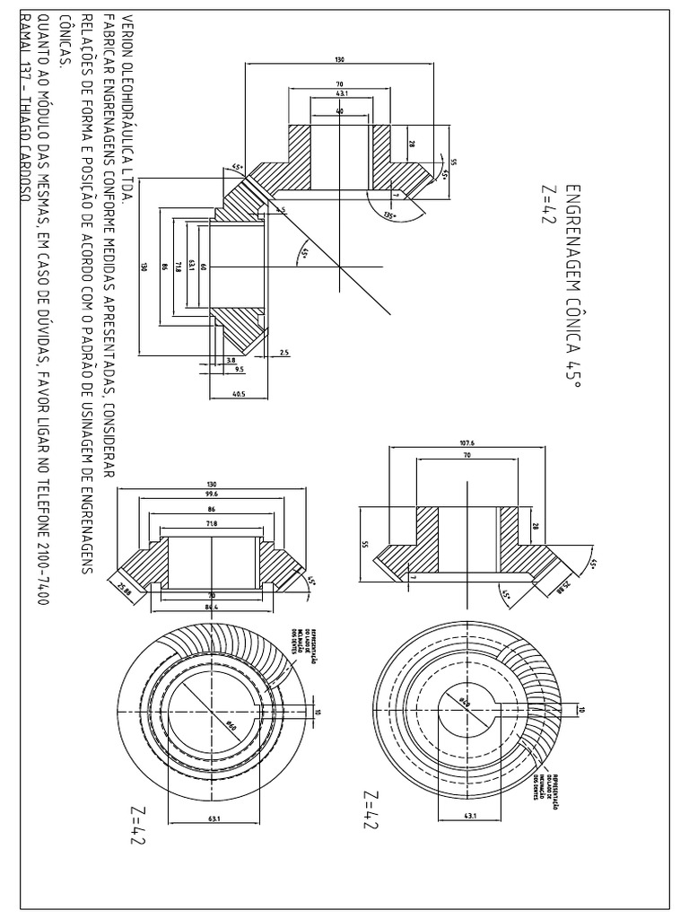 Engrenagem Cônica 45° | PDF