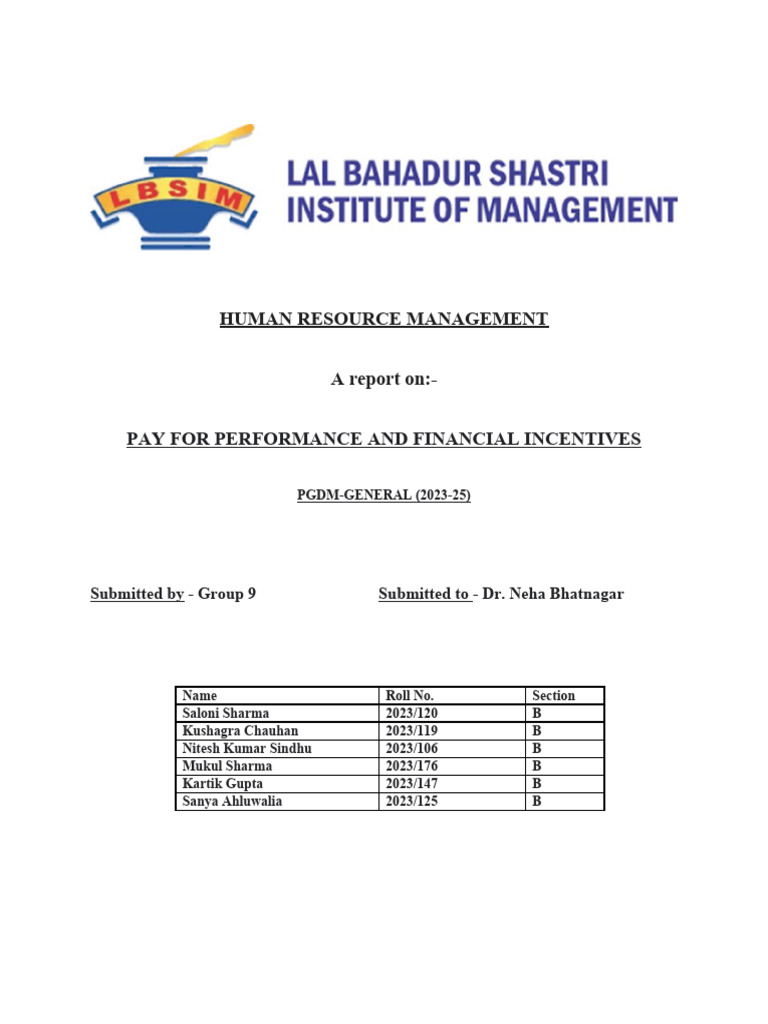 HRM PFP | PDF | Incentive | Human Resource Management