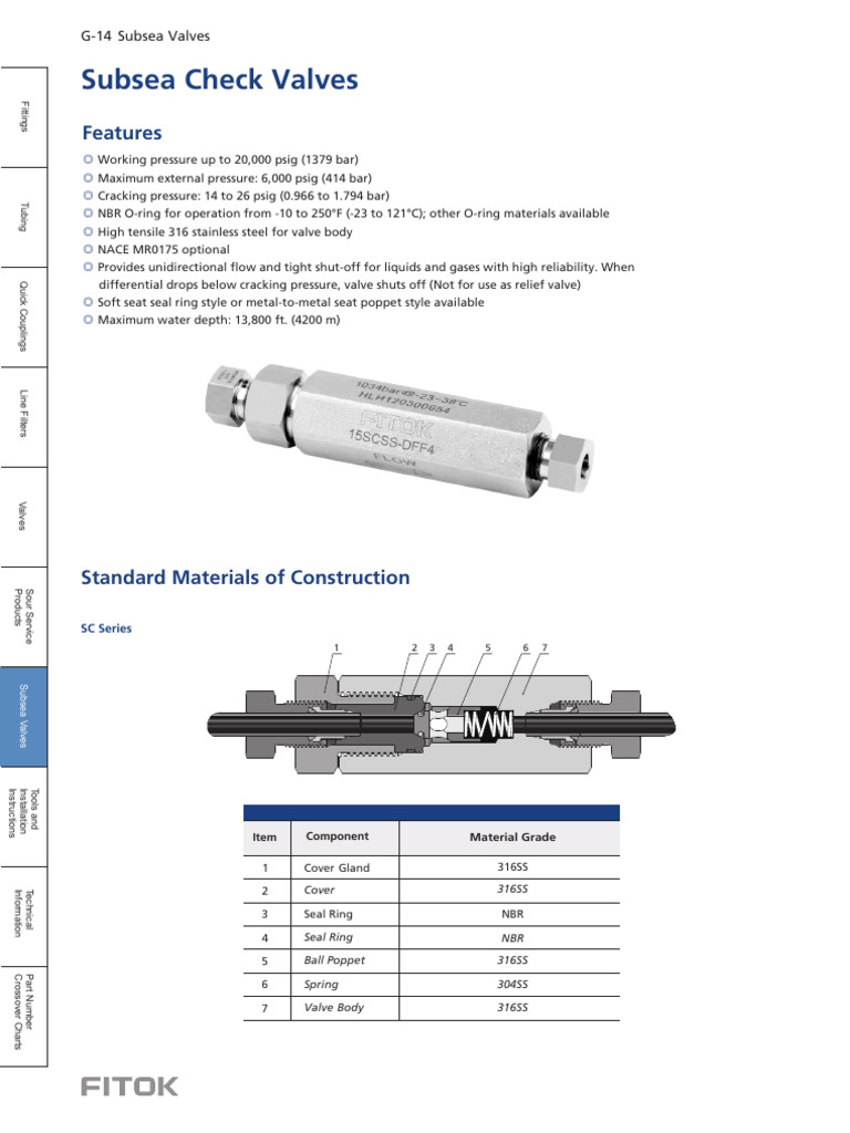FITOK - Subsea - Check - Valves - EN | PDF | Valve | Pipe (Fluid Conveyance)