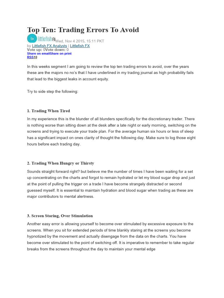 Top Ten Trading Errors To Avoid | PDF | Finance & Money Management ...