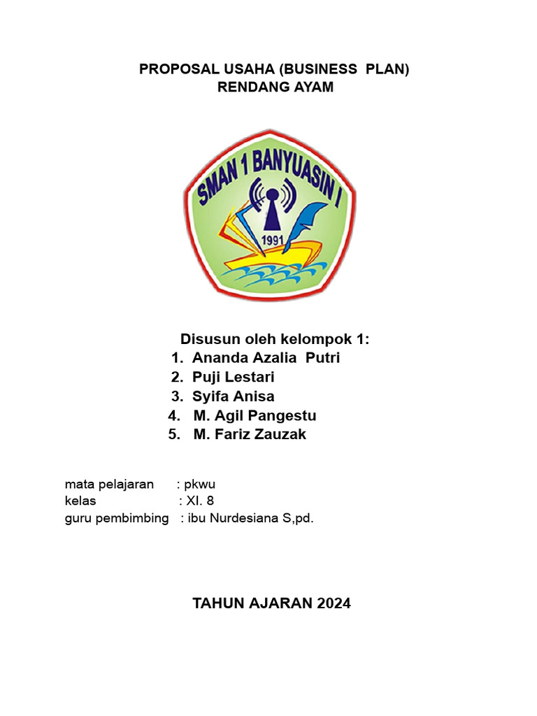 PROPOSAL USAHA (BUSINESS PLAN) Kelas XI.8 Kelompok 2 | PDF