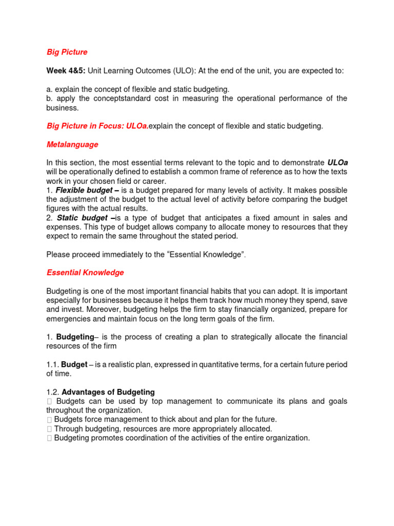 SIM - Static and Flexible Budgeting - 0 | PDF