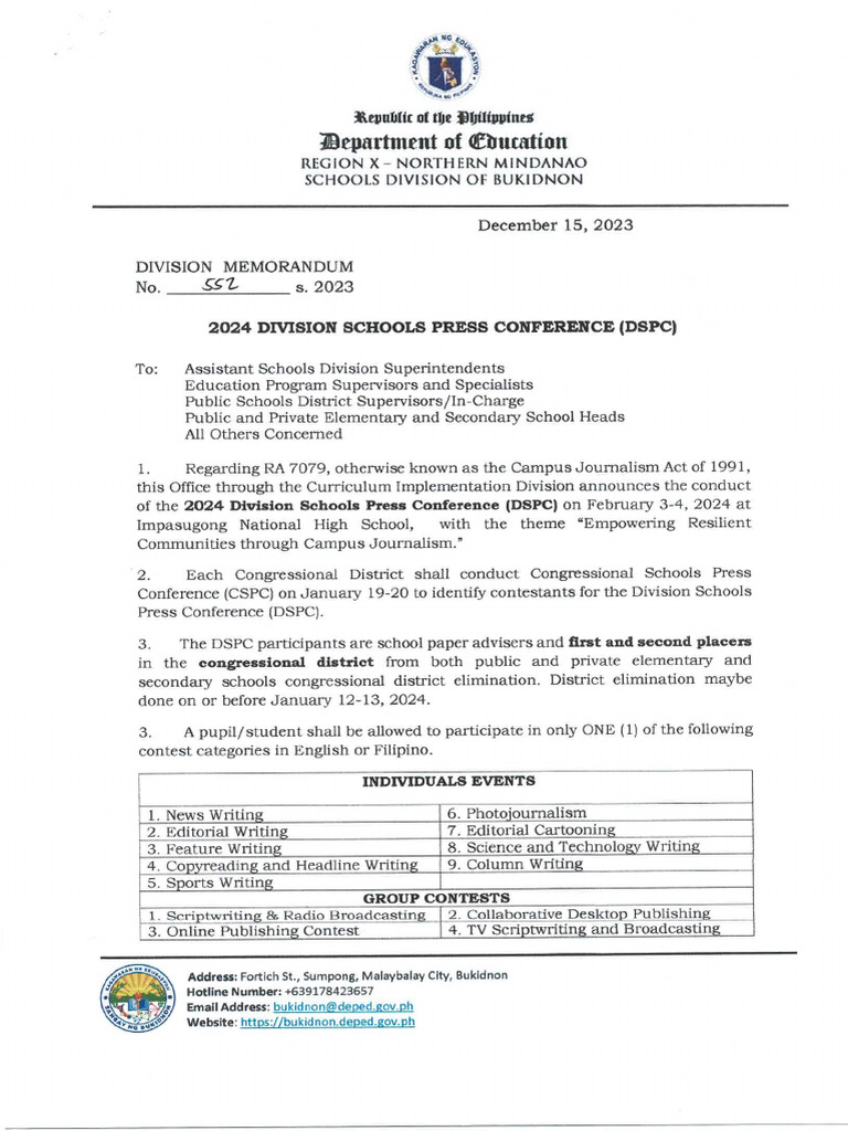 Dm-No.-552-S.-2023 DSPC | PDF
