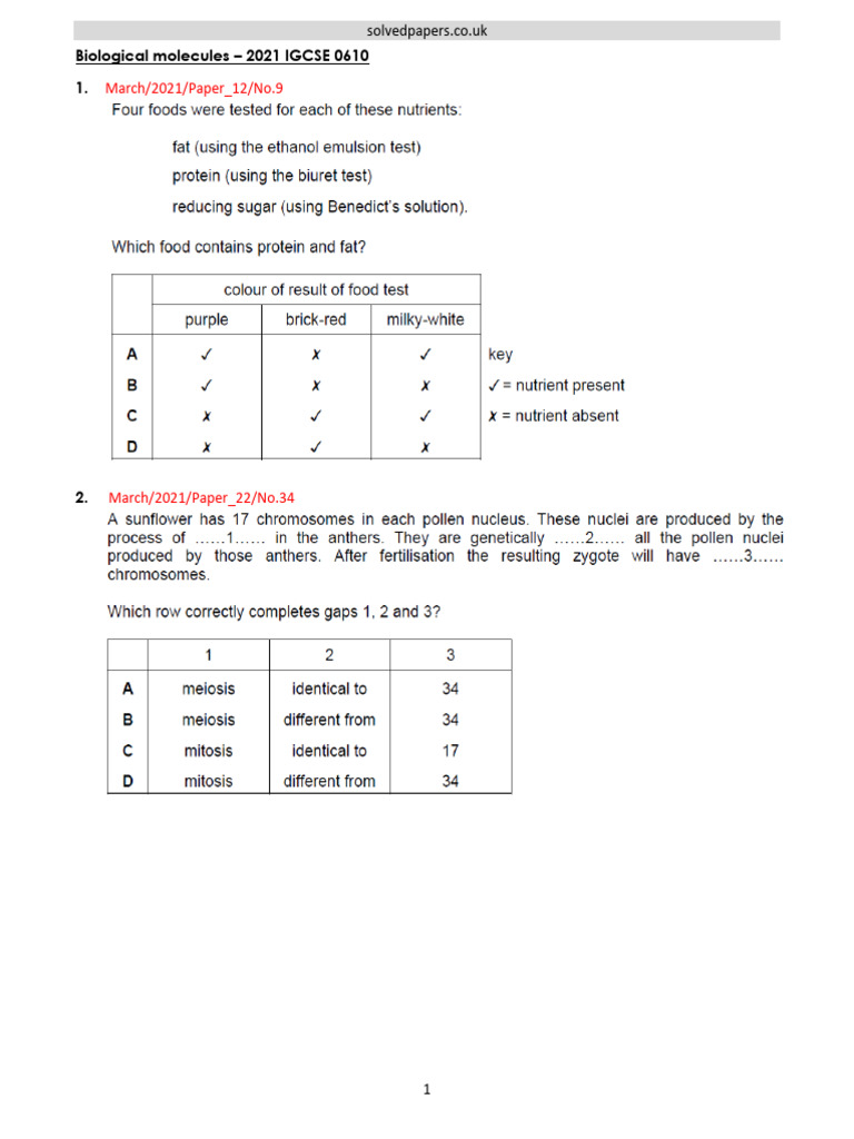 2021J Biological Molecules IGCSE 0610 Stru | PDF | Social Science | Art