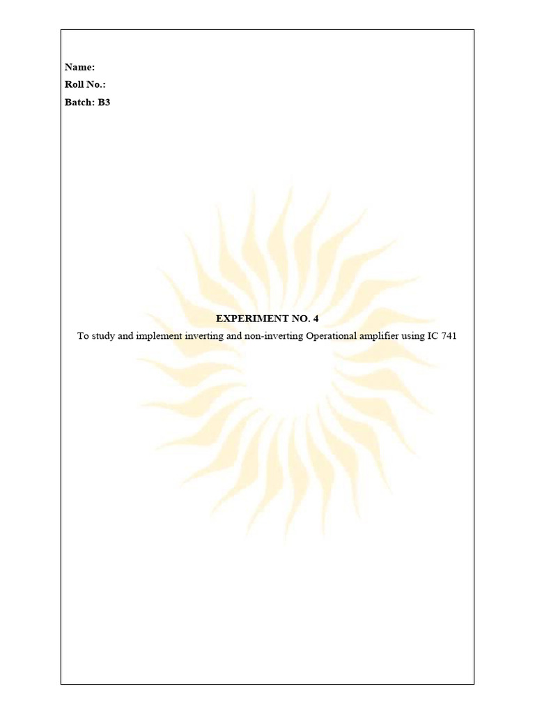 Expt No. 4 | PDF | Operational Amplifier | Amplifier