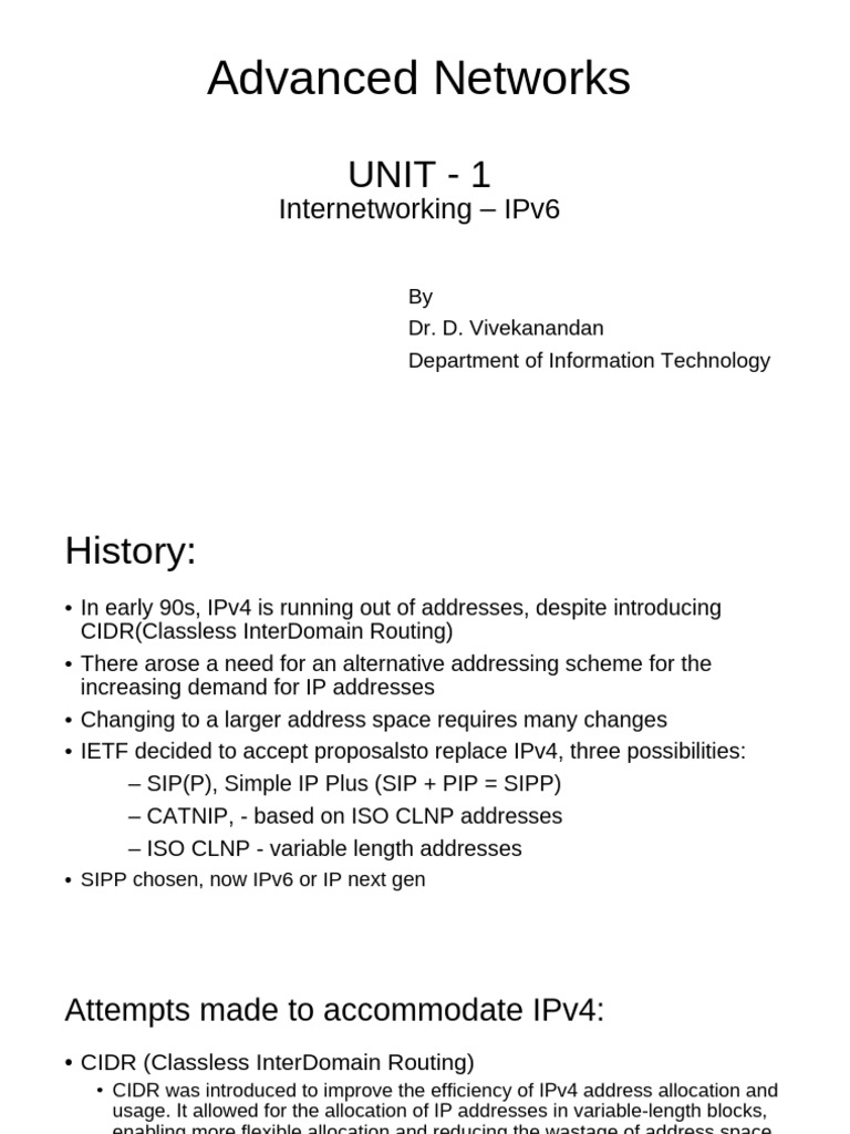 Unit 1 | PDF | I Pv6 | Ip Address