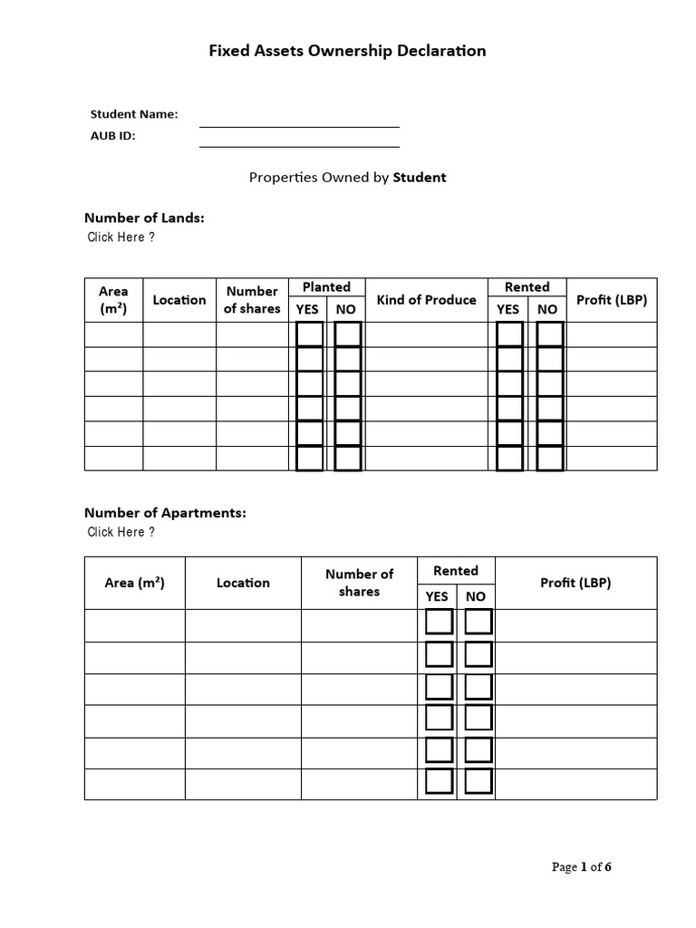 Declaration - Fixed Assets Ownership | PDF