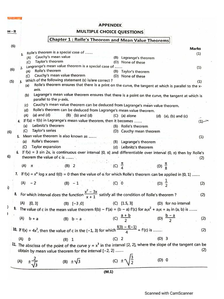 Mcq Unit I Engineering Mathematics I Pdf