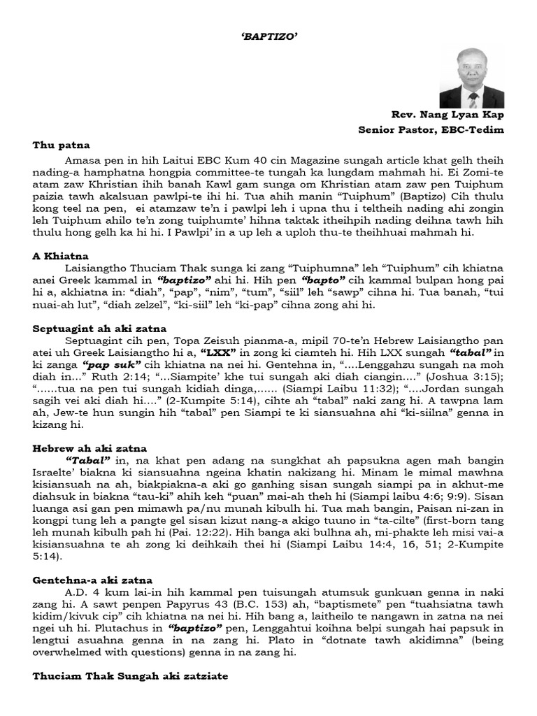 BAPTIZO (Rev. Nang Lyan Kap) | PDF