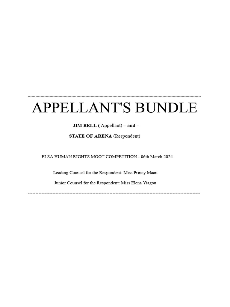 Appelant's Bundle Echr Moot | PDF | Dignity | Human Rights