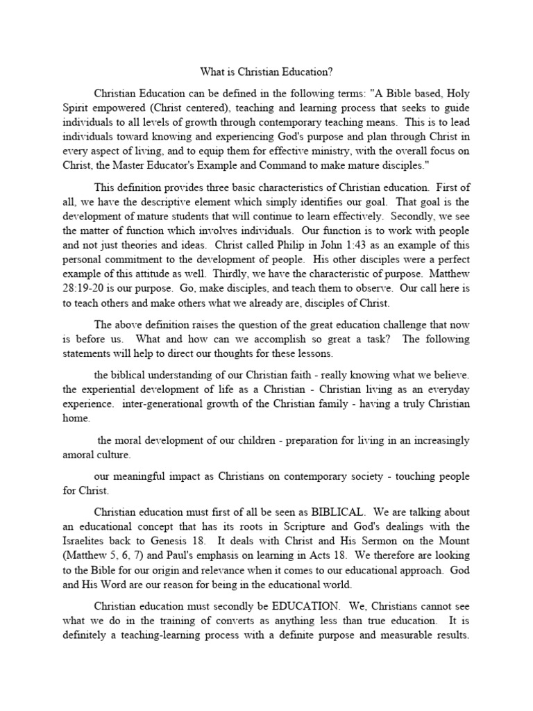 Defining Christian Education Principles | PDF | Jesus | Disciple ...