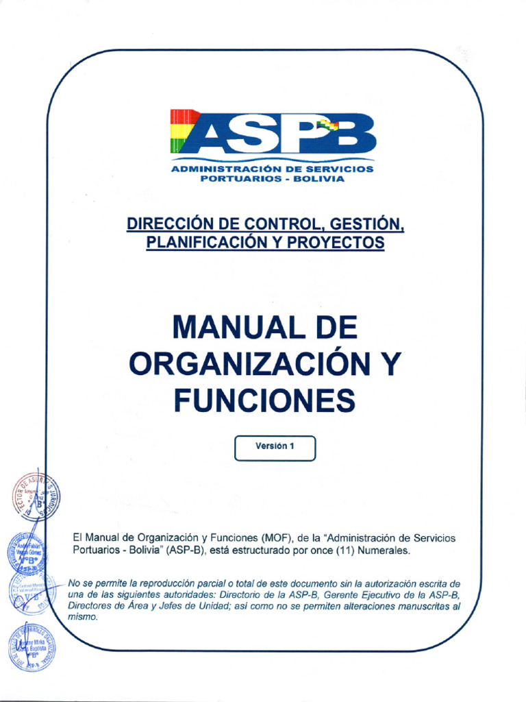Manual de Organización y Funciones (V1) | PDF