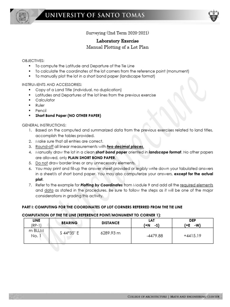 Module 9 - Laboratory Exercise 5 - Manual Plotting of A Lot Plan | PDF ...