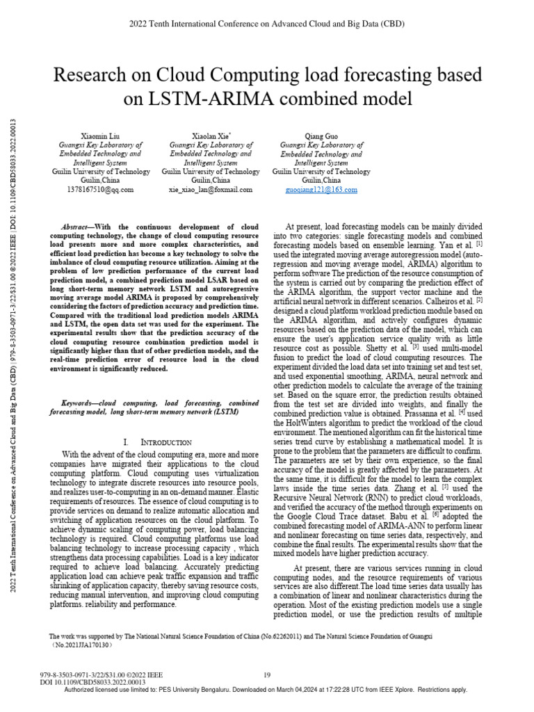 Research On Cloud Computing Load Forecasting Based On LSTM-ARIMA ... Research On Cloud Computing Load Forecasting Based On LSTM-ARIMA ...