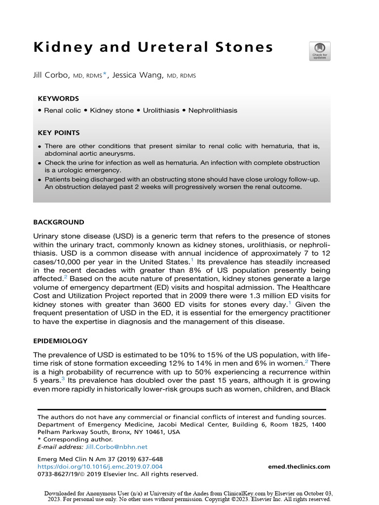 Kidney and Ureteral Stones | Download Free PDF | Medical Specialties ...