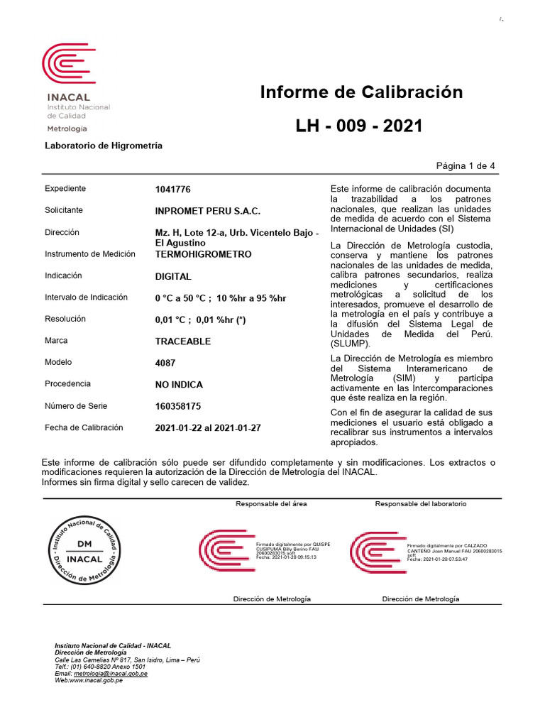 Termohigrometro 2021 LH 009 2021 | PDF | Metrología | Calibración