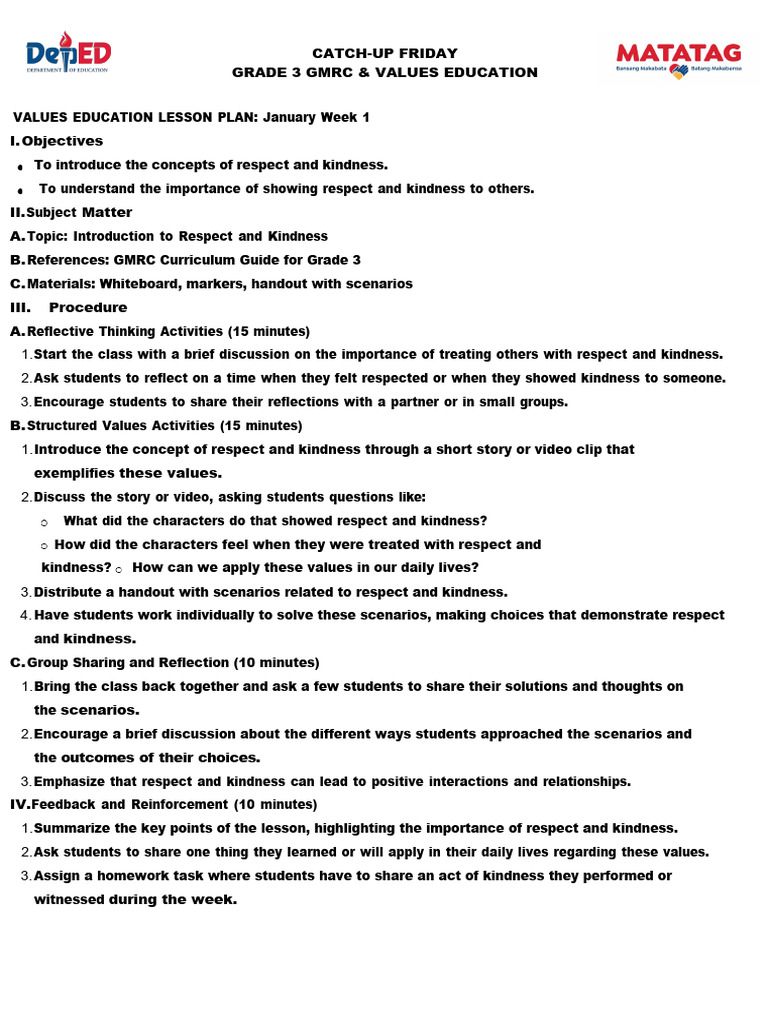 GRADE 3 GMRC & VALUES | PDF | Lesson Plan | Empathy