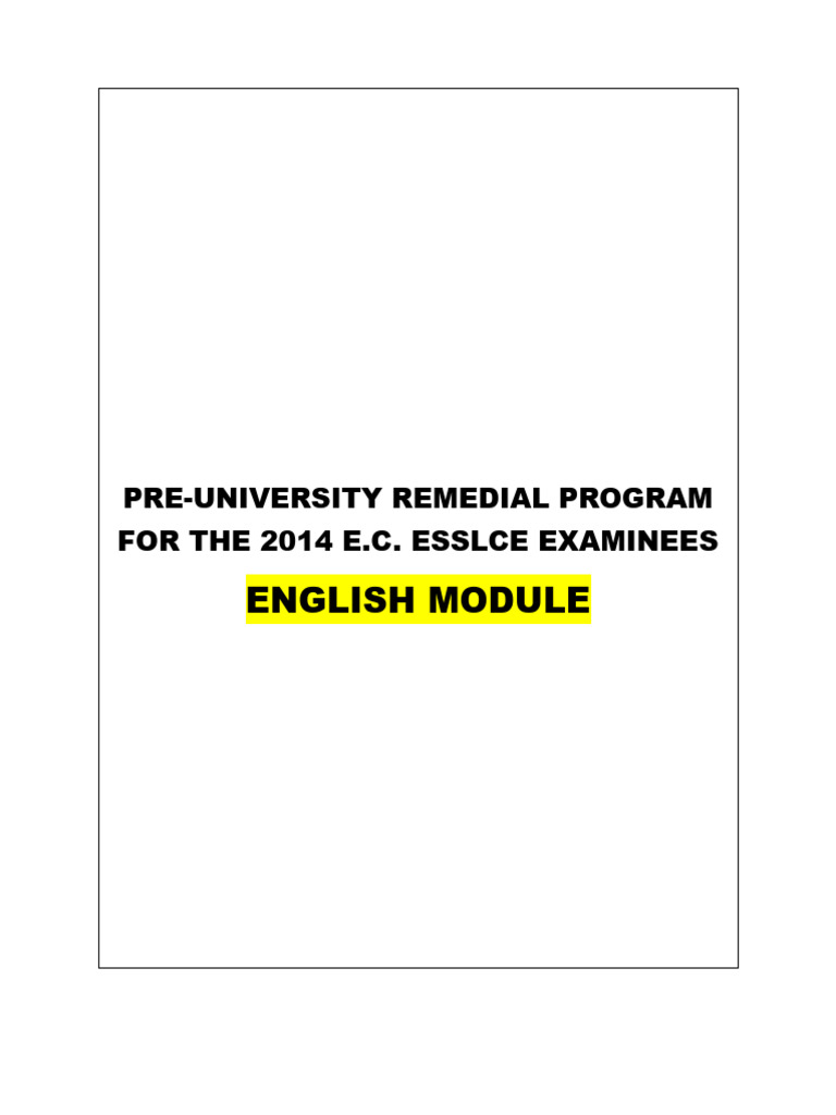 English Remedial Module | PDF | Verb | Question