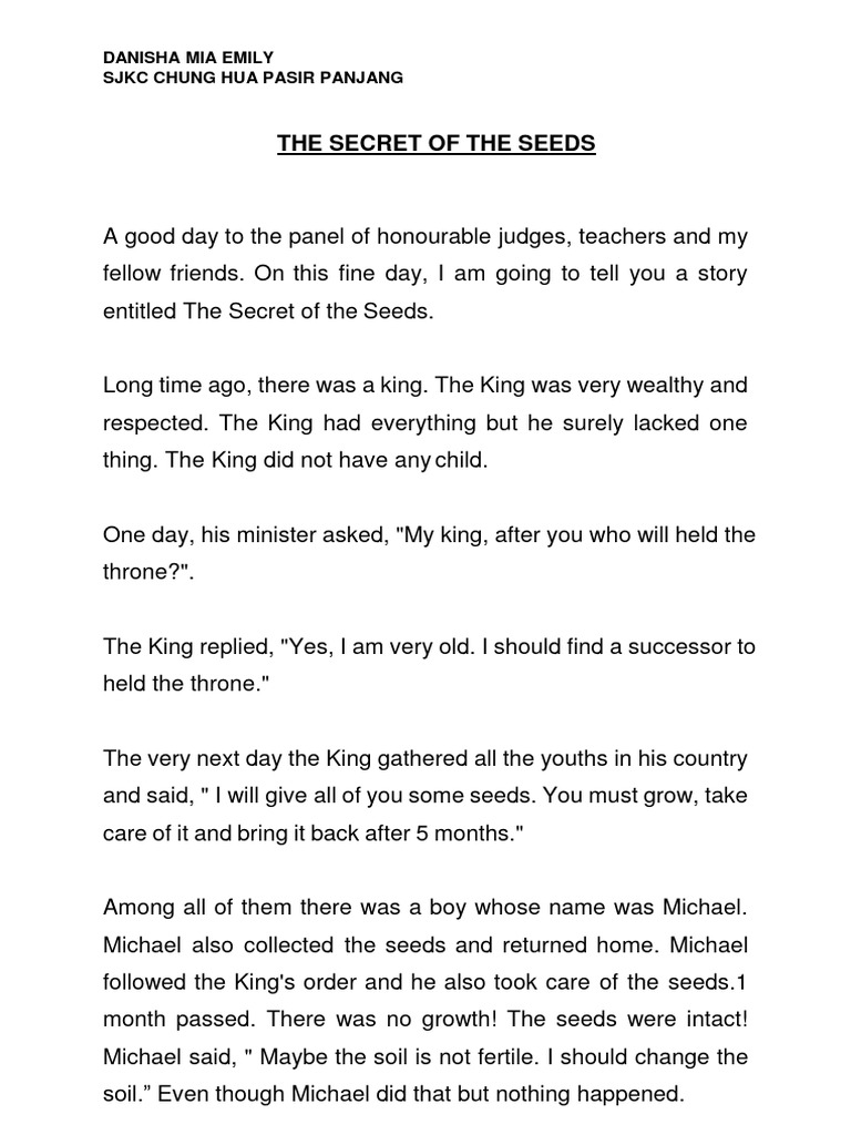 2021 Storytelling Script - The Secret of The Seeds-1-2 | PDF | Travel