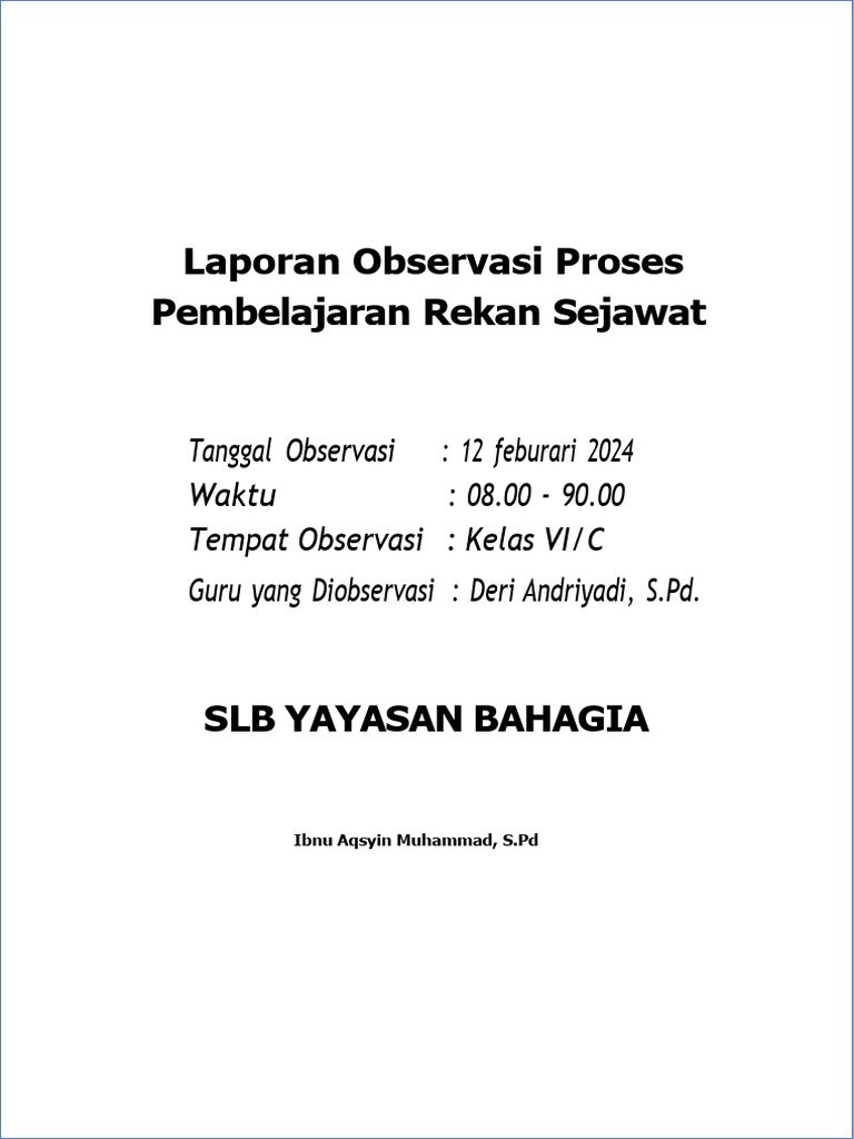 Observasi Pembelajaran di SLB | PDF | Karier & Perkembangan