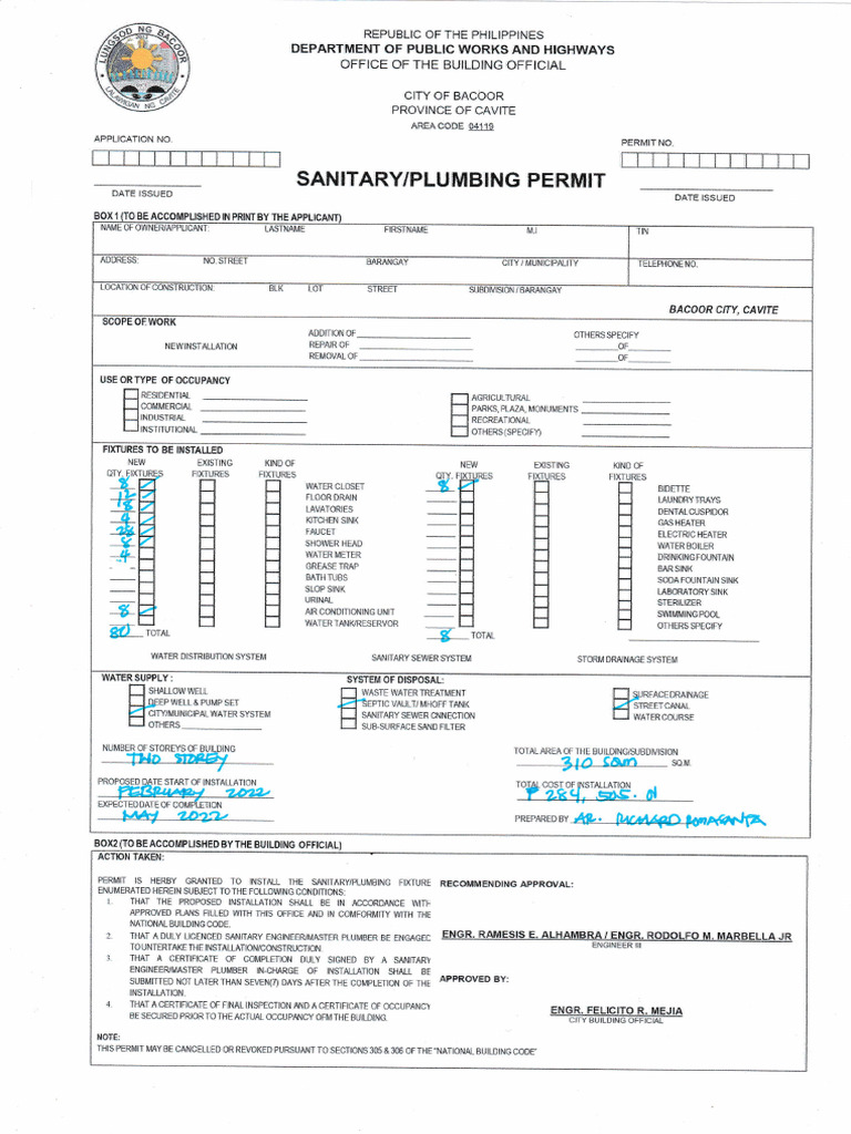 Elec and Plumbing Forms | PDF | Waste Management | Sewerage