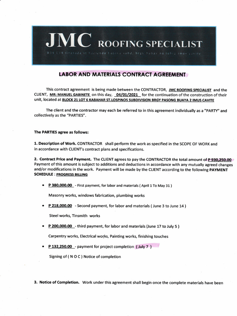 Sample Contract | PDF | General Contractor | License