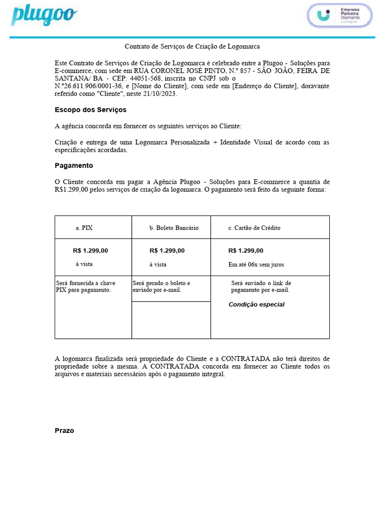 Contrato de Serviços de Criação de Logomarca | PDF | E-commerce | Business