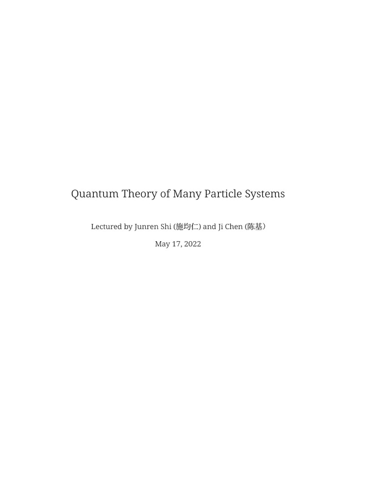Quantum Theory of Many Particle Systems | PDF | Applied Mathematics | Applied And ...