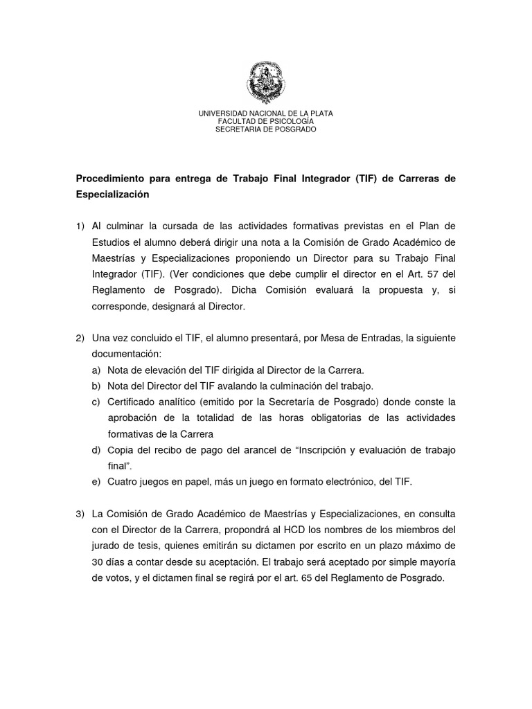 Procedimiento para Entrega de Tif | PDF