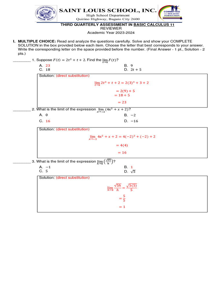 Reviewer Basic Calculus | Download Free PDF | Mathematical Analysis | Mathematics