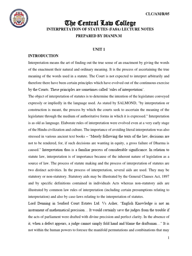 Ios Lecture Notes | PDF | Statutory Interpretation | Repeal