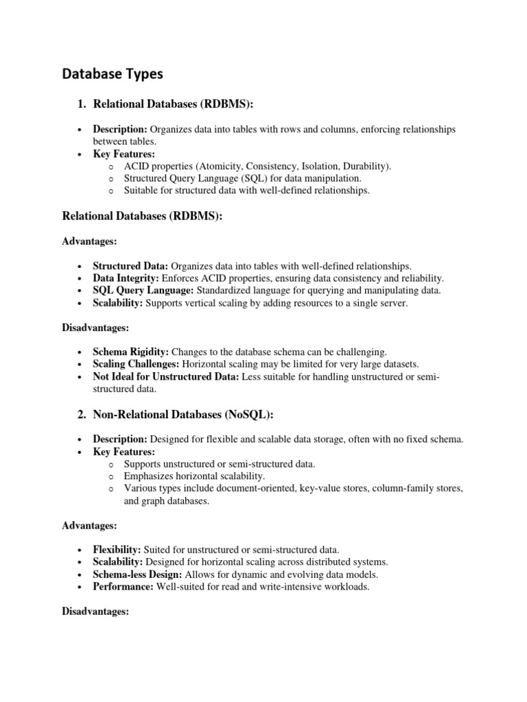 Database Types | PDF | No Sql | Databases