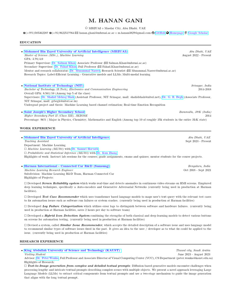 CV Hanan | PDF | Deep Learning | Artificial Intelligence