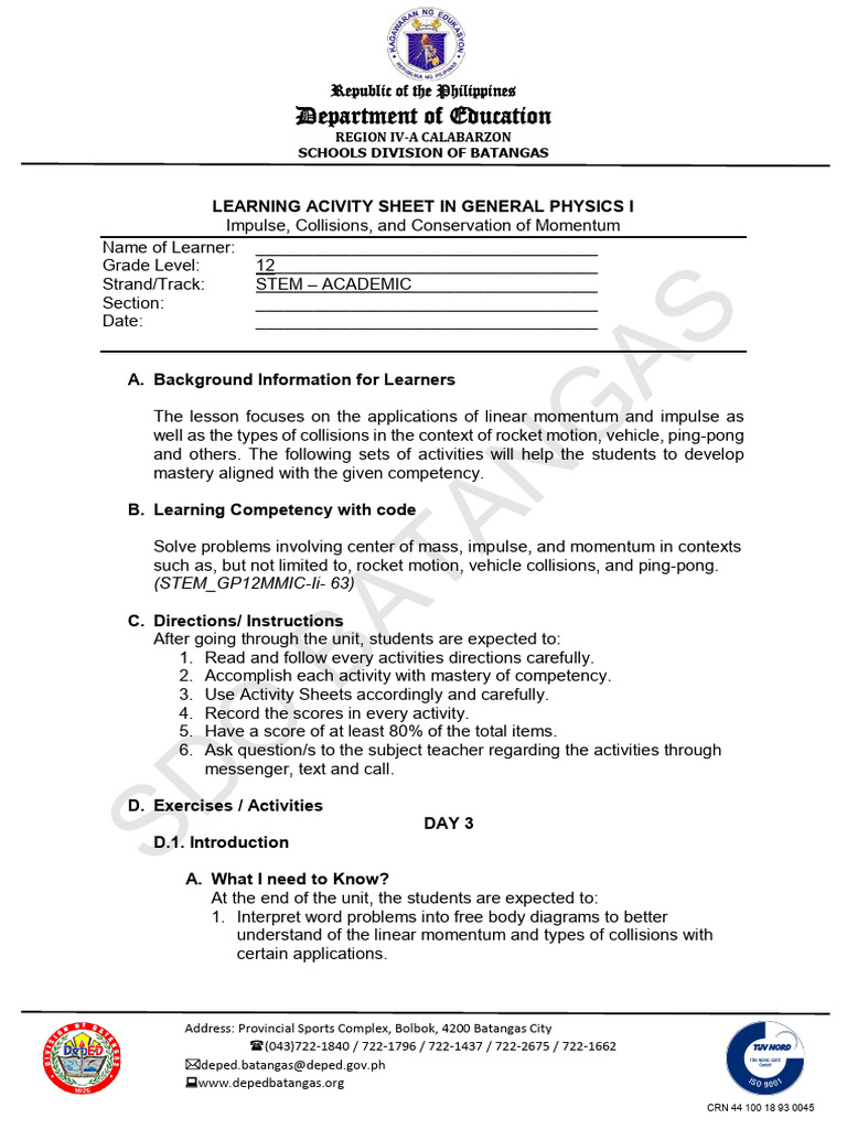 Impulse, Collision and Consevation of Momentum | PDF | Collision | Momentum