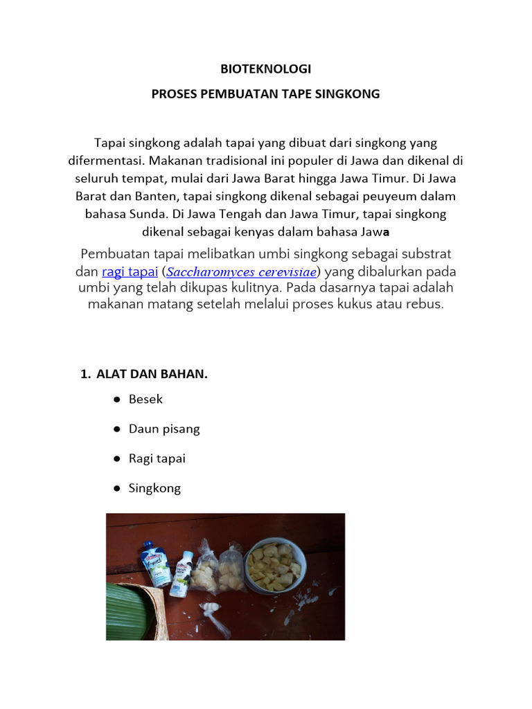 Bioteknologi Tapai Dan Singkong | PDF