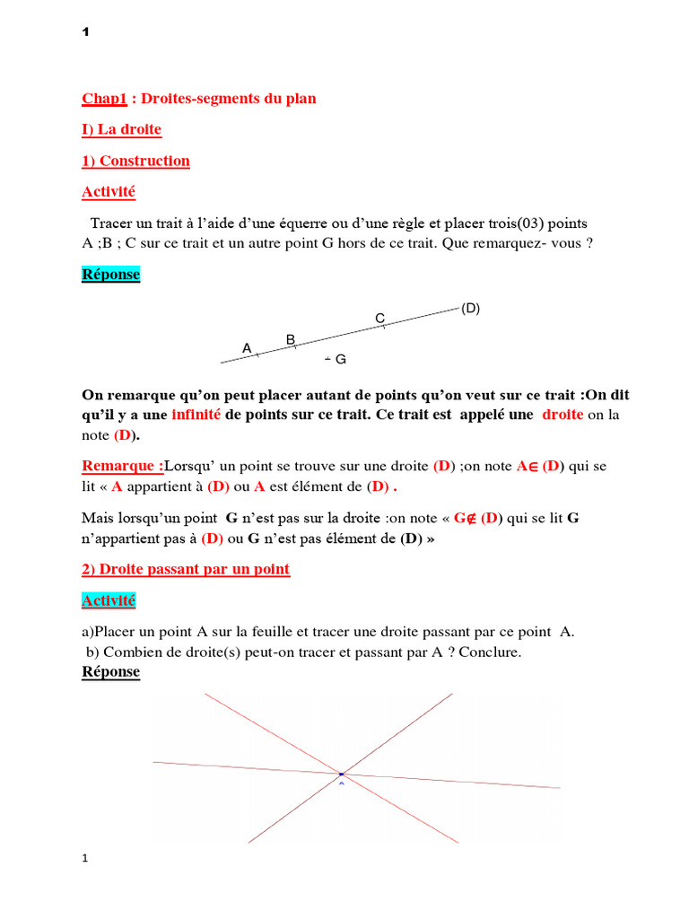 Concepts de Droites, Demi-Droites et Segments | PDF | Inclusion ...