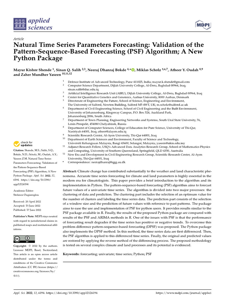 Natural Time Series Parameters Forecasting | PDF | Time Series ...