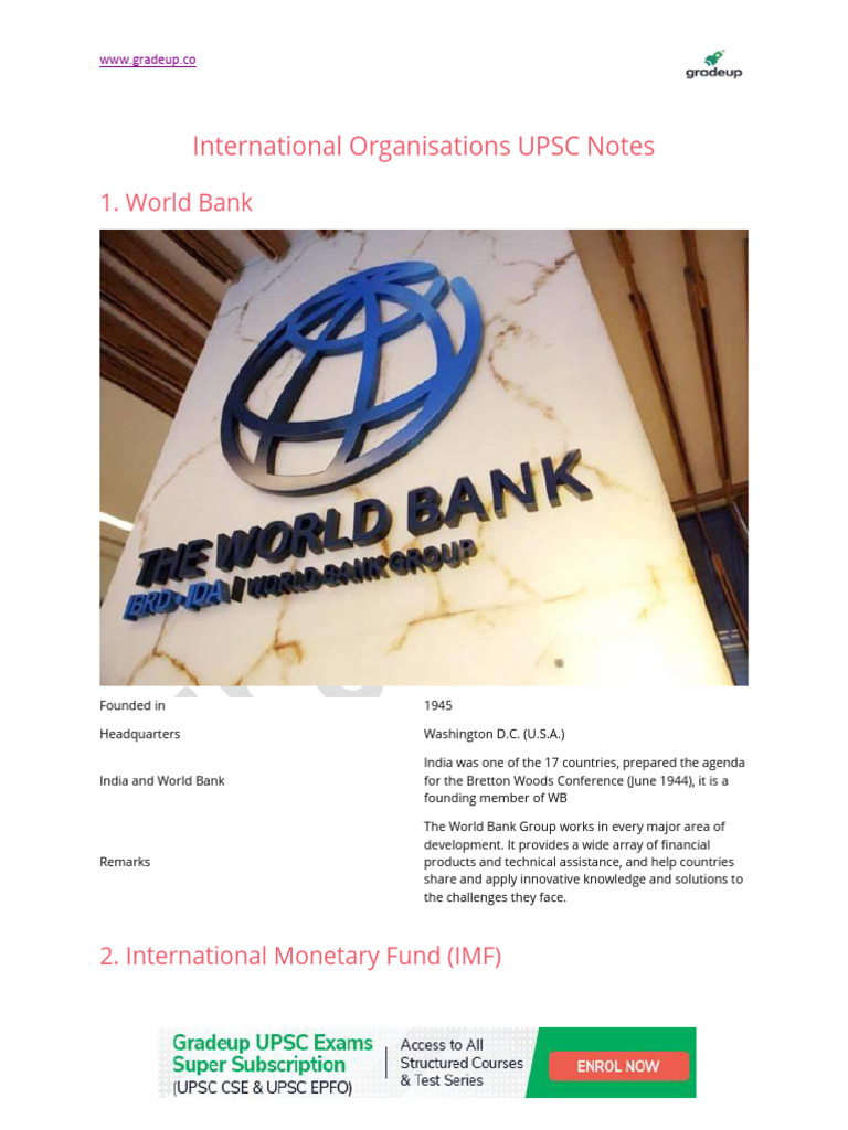 International Organizations UPSC Guide | PDF | World Trade Organization ...