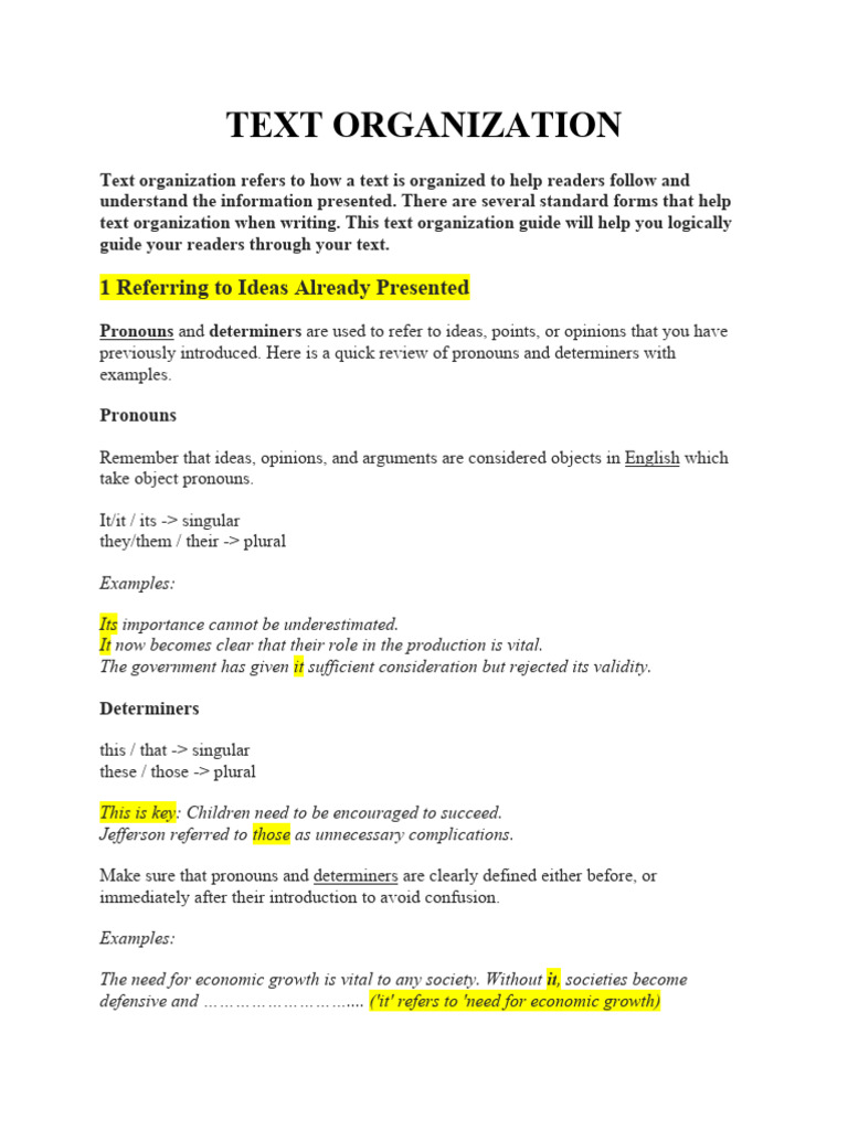 Text Organization Techniques Explained | PDF | Cognitive Science ...