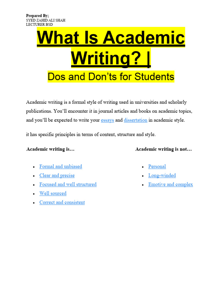 Academic Writing: Essential Dos and Don'ts | PDF | Citation | Thesis